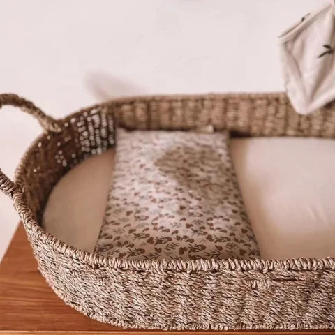 Buy Nursery Essential Wicker Baby Moses Basket Seagrass Baby Changing ...