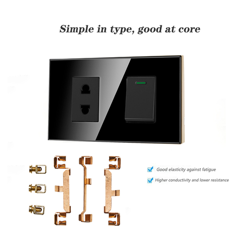 Buy Rectangle Design Tempering Glass Panel Wall Switch And Socket 110v ...