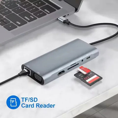 Buy Rj45 Adapter Usb Type C Hub 11 In 1 Docking 1080p 4k Md Vga Gigabit ...