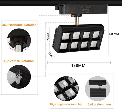 Buy Set Ceiling Led Track Light Spotlight 20w 30w 40w Clothing Shop ...