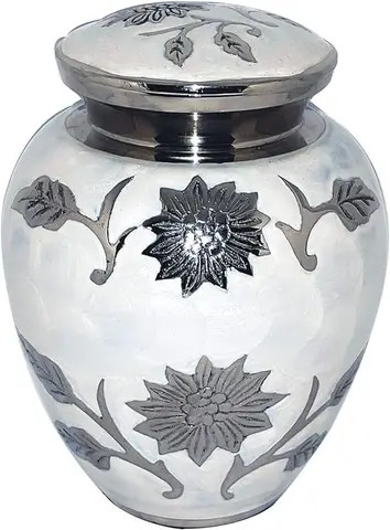 Buy Wholesale Small Brass Cremation Urn Memorial Container White Rare ...
