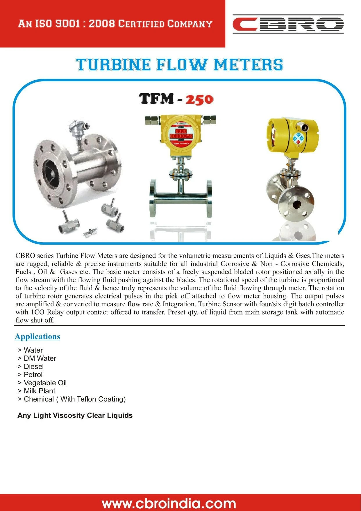 Buy Cbro Turbine Flow Meter from CBRO INCORPORATION, India | Tradewheel.com