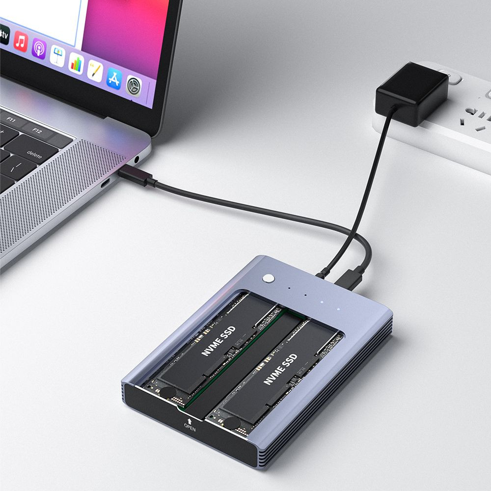 Buy 10 Gbps Dual Bay M 2 Nvme Ssd Enclosure With Offline Clone from ...