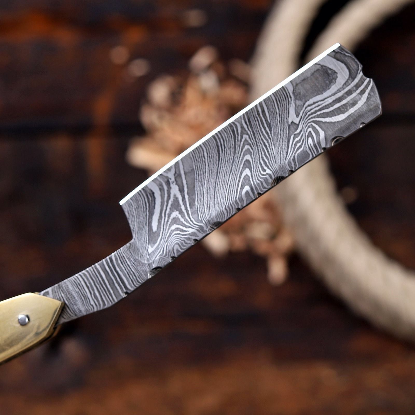 Buy Handcrafted Damascus Steel Straight Razor With Classic Wood & Bone ...