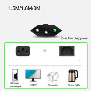 Buy 1.8m 3 Core Pure Copper Brazilian Plug Power Cable 3x0.75mm2 Power ...