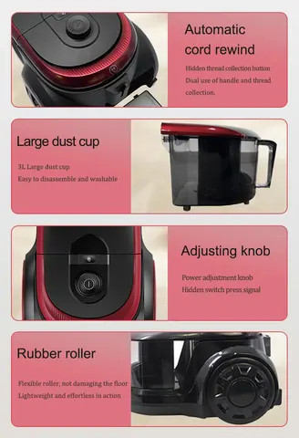 Buy 2000w Powerful Cord Home Canister Vaccum Cleaner Horizontal Bagless ...