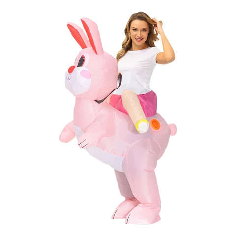 Buy Adult Child Inflatable Animal Rabbit Pink Bunny Air Blow-up Set For ...