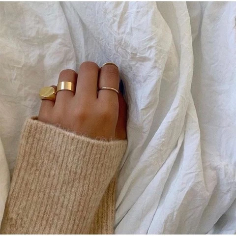 Buy Circular Initial Rings Gold Plated Rose Gold Plated Black And ...