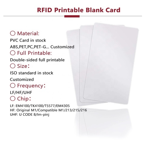 Buy Cmrfid Custom Printed Pvc Plastic 13.56mhz Ic M1 Blank Chip Rfid ...