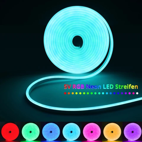 Buy Dc5v Rgb Neon Led Strip 1m 2m 3m 4m 5m Wifi Neon Rgb Strip Work ...