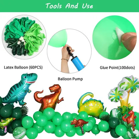 Buy Dinosaur Birthday Balloons Party Decoration Party Supplies Set Happy Birthday Balloons Foil ...