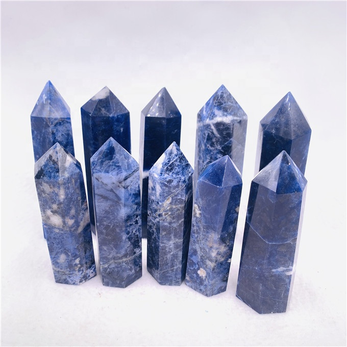 Buy Natural Crystal Wand Blue Vein Stone Blue Sodalite Quartz Crystal ...