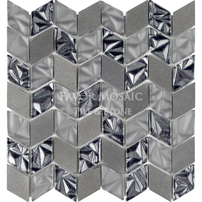 Buy Rhomboid Diamond Shaped Crystal Glass Mixstone Mosaic Tile For ...