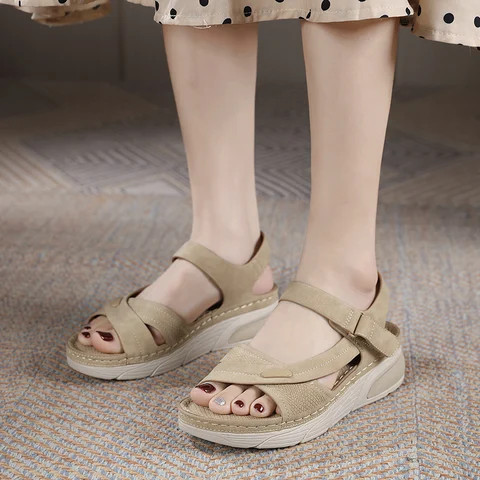 Buy Womens Classic Elegant Designer Summer Sandals Wedge Heel Flats ...