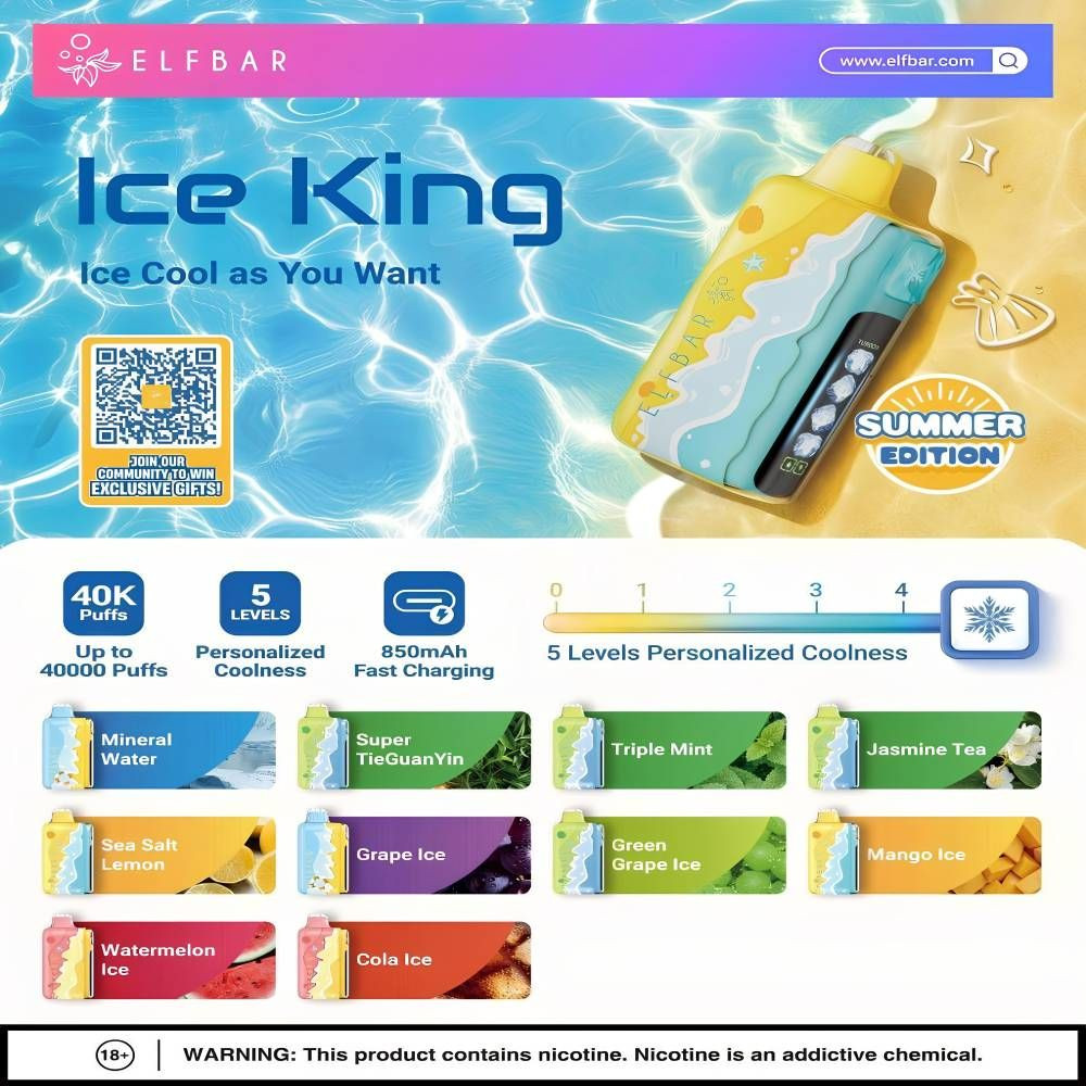 Buy Elf Bar 40k Elf Bar Ice King 40000 Summer Edition Disposable Vape ...