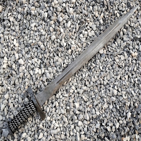 Buy Damascus Steel Ladder Pattern Hunting Sword With Damascus Guard ...