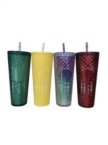 Buy Double Wall Diamond Plastic Water Bottle Skinny Tumblers Glitter ...