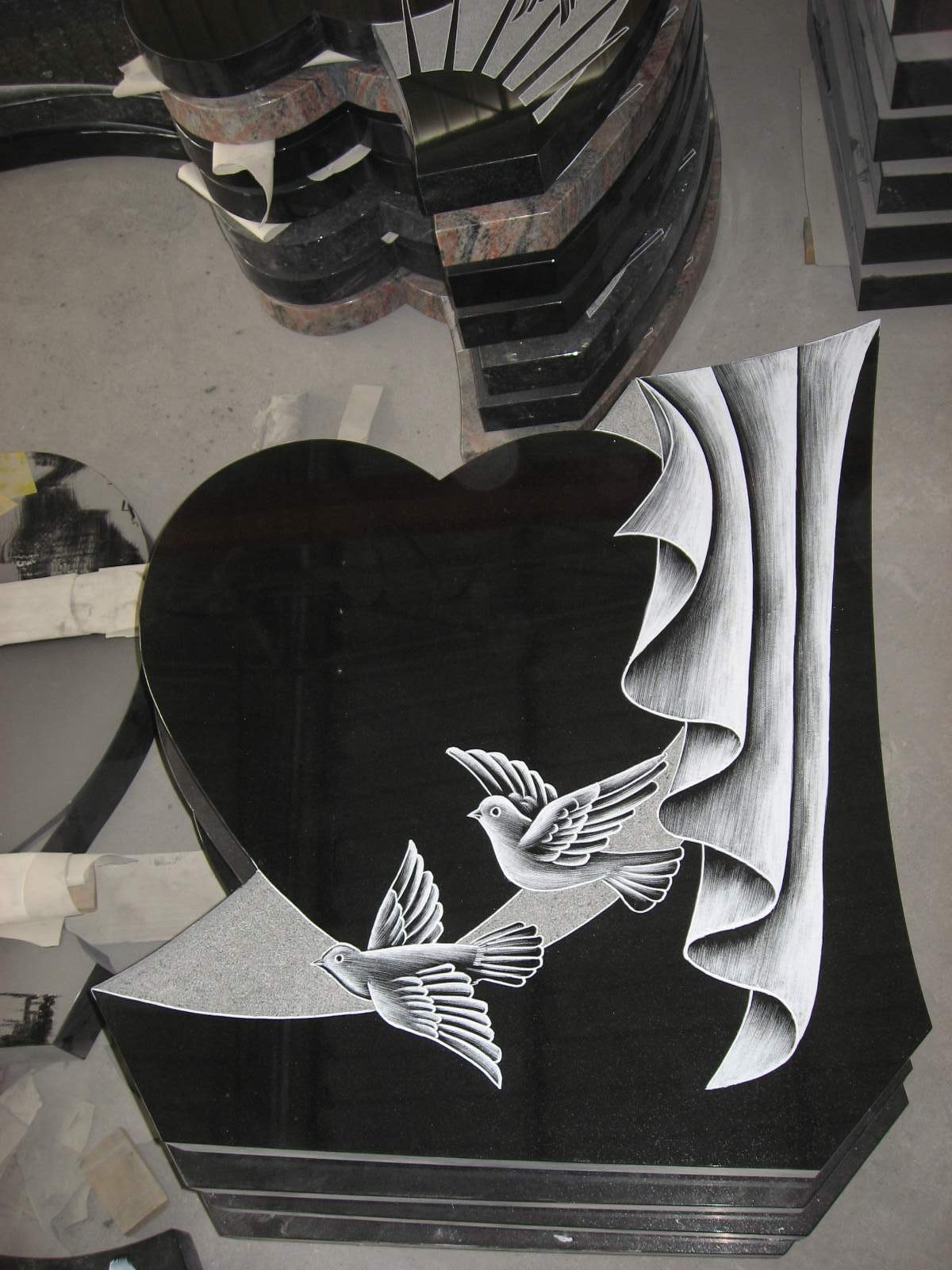 Buy European Style Cemetery Laser Engraving Granite Monument Carve Lily ...