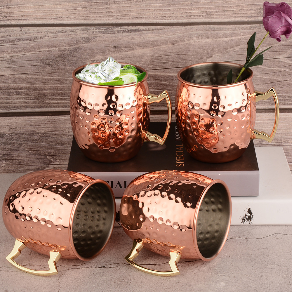 Buy Klp Custom 16oz Black Hammered Stainless Steel Solid Copper Cup ...