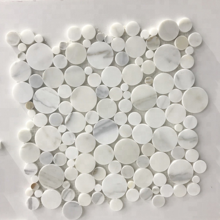 Buy Marble Mosaic Tile Sheet Calacatta Gold Penny Round Marble Mosaic ...