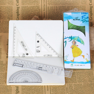 Buy Plastic Parallel Straight Ruler, Protractor, Set Square For School ...