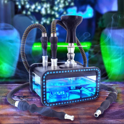 Buy Portable Double Hose Arabic Smoking Hookah Led Light Bar Hookah ...