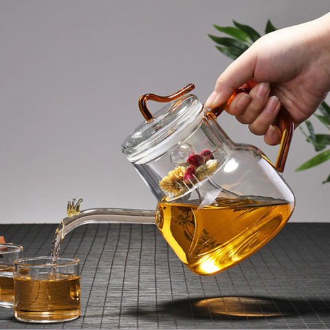 Buy Pyrex Heat Resistant Borosilicate Glass Teapot Unique Shape Style ...