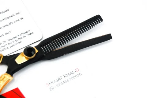 Buy Titanium Black Coated Hair Thinning Scissors Gold Engraved Handle ...