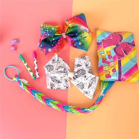 Buy Yifan Jojo Bows Set Jojo Siwa Rainbow Printed Knot Ribbon Bow For ...