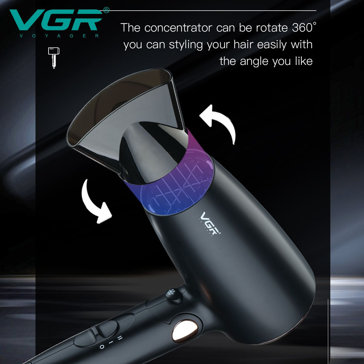 Buy Vgr V-439 Powerful Motor Dc Mini Low Noise Professional Fast Dry Electric Travel Hair Blow ...