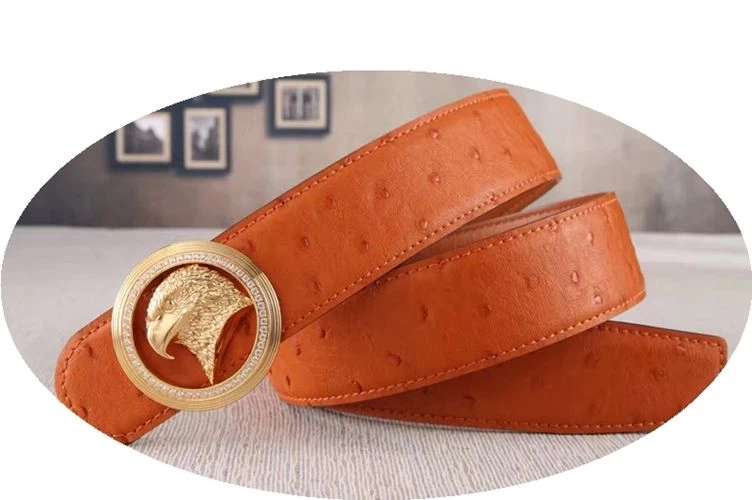 Buy Eagle Head Belt Male Ostrich Grain Cowhide Leather Belt With ...