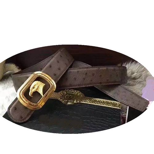 Buy Eagle Head Belt Male Ostrich Grain Cowhide Leather Belt With ...
