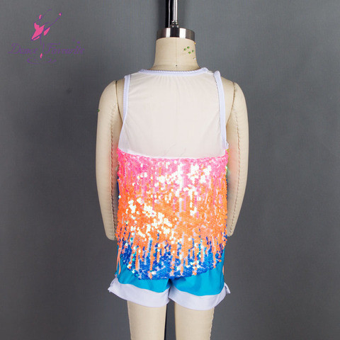 Buy 18513 Jazz And Tap Dance Costume Set Multi-colored Sequin Dance Top ...