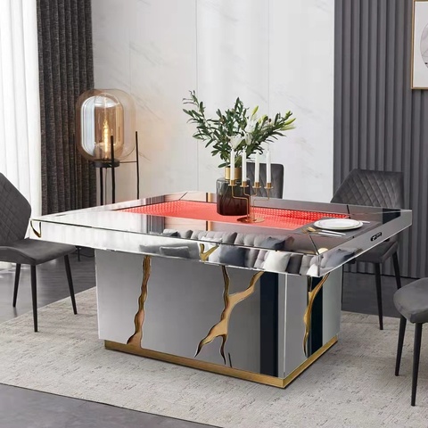 Buy 2021 Modern Mirrored Dining Table Rectangle Buffet Table With ...