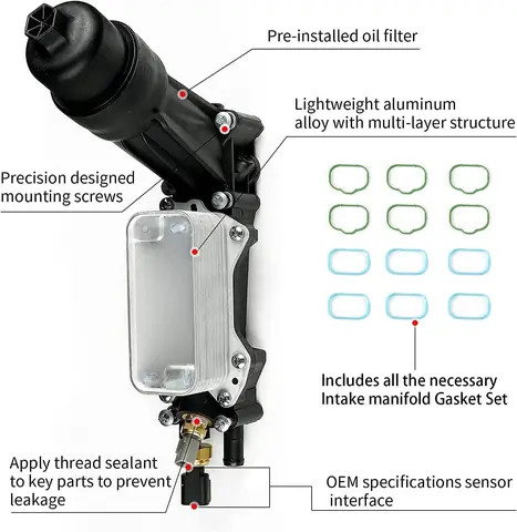 Buy 68105583af Engine Oil Cooler Oil Filter Housing Adapter Assembly ...