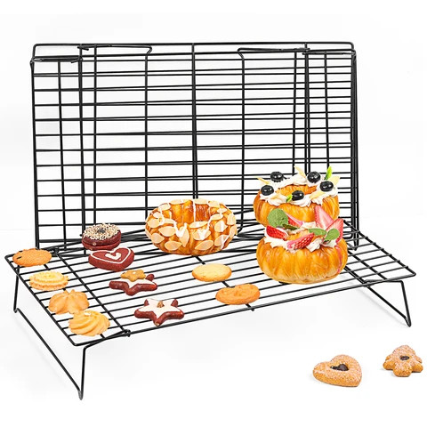 Buy Carbon Steel 3 Tier Nonstick Stackable Cooling Rack Cake Biscuit ...