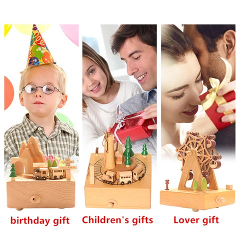 Buy Creative Music Box Wooden Music Box Girl Carousel Childrens ...