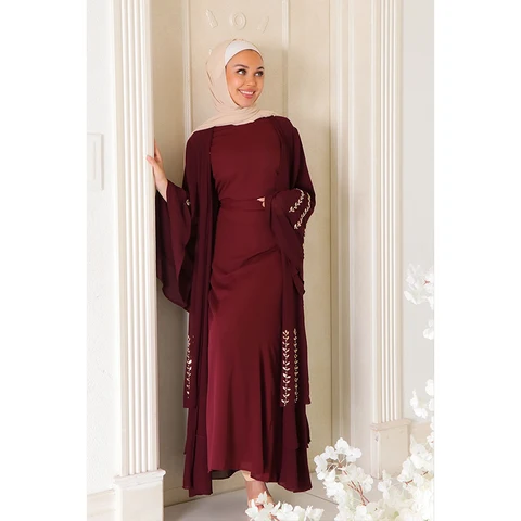 Buy Islamic Clothing Dubia Long Chiffon Layered Abaya Dress Wholesale ...