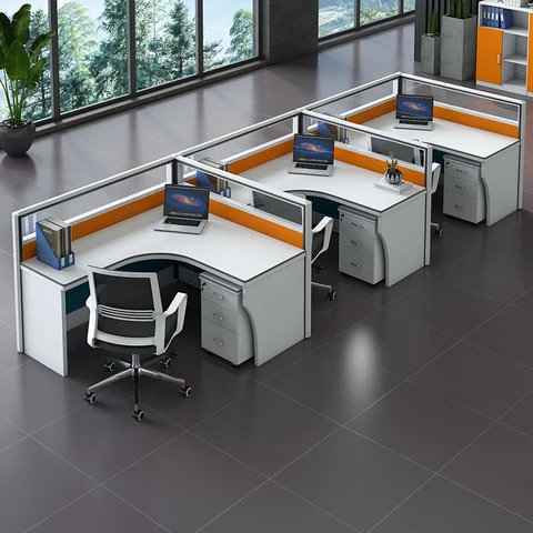 Buy Modern Cubicle 4 Person Office Computer Tables Furniture Desk Pc ...