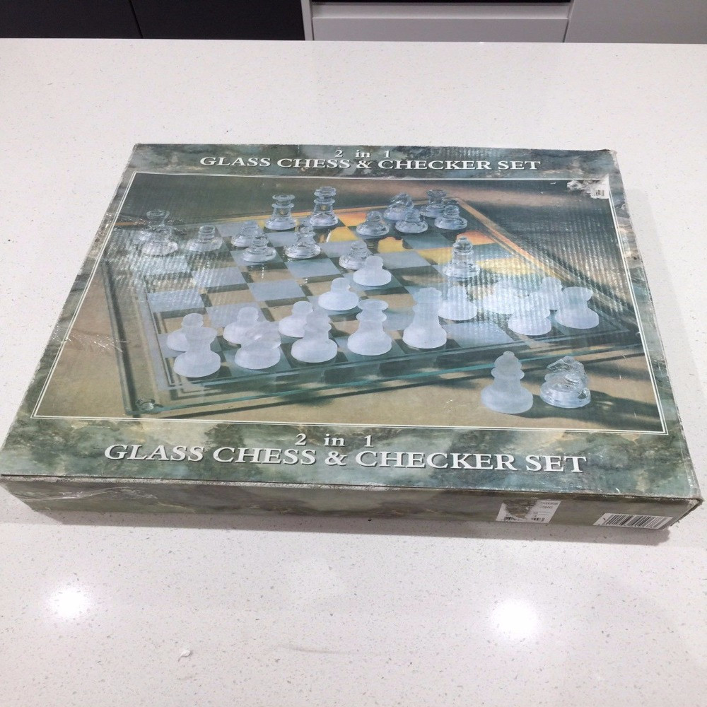 Buy New 2 In 1 Glass Chess & Checkers Family Board Game Set from Ningbo ...