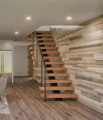 Buy Reilbu Open Riser Stair Indoor & Outdoor Steel Single Stringer from ...