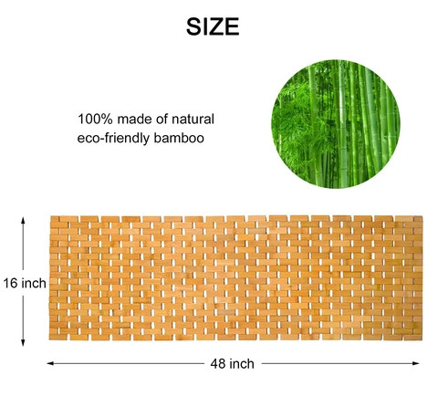 Buy Sopewod Bamboo Shower Mat Bathroom Floor Anti Slip Bath Mats ...