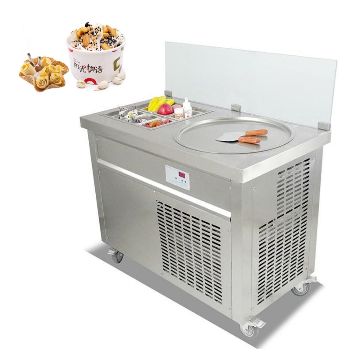 Buy 1006 Commercial Frosty Rolled Ice Cream Machine Stir-fried Yogurt ...
