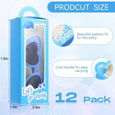 Buy 12 Pack Custom Folding Birthday Party Favor Boxes Paper Gift Box With Pvc Window Decorative ...