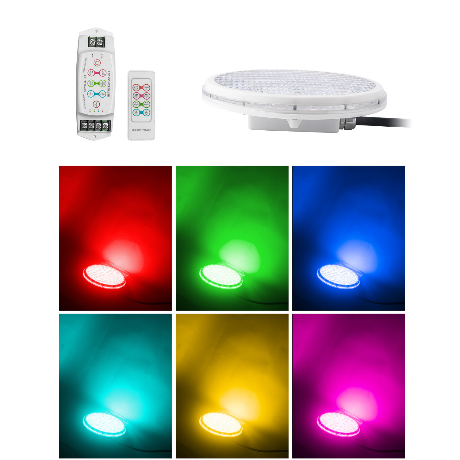 Buy 18w Rgb Wifi Control 4 Wires Out Dc 12v Ip68 Waterproof Ultra Flat ...