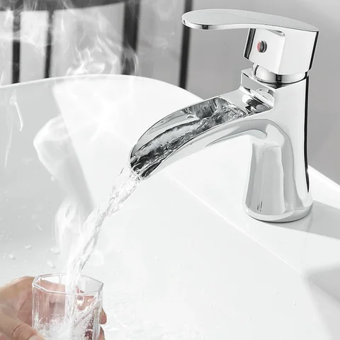 Buy Chrome Hot Cold Water Basin Faucet Mixer Bathroom Sink Faucet from ...