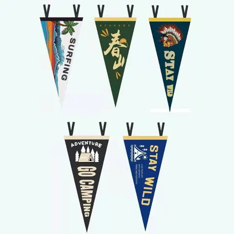 Buy Custom Felt Triangle Flag Felt Fabric Printed Logo Hanging Flag ...