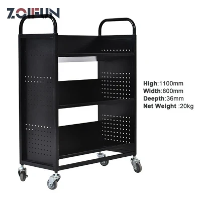 Buy High Quality School Furniture Library Metal Book Trolley Mobile ...