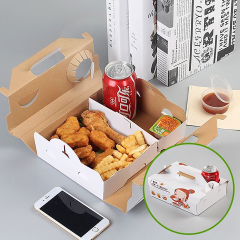 Buy Kraft Corrugated Paper Fried Chicken Beverage Food Packaging Boxes ...