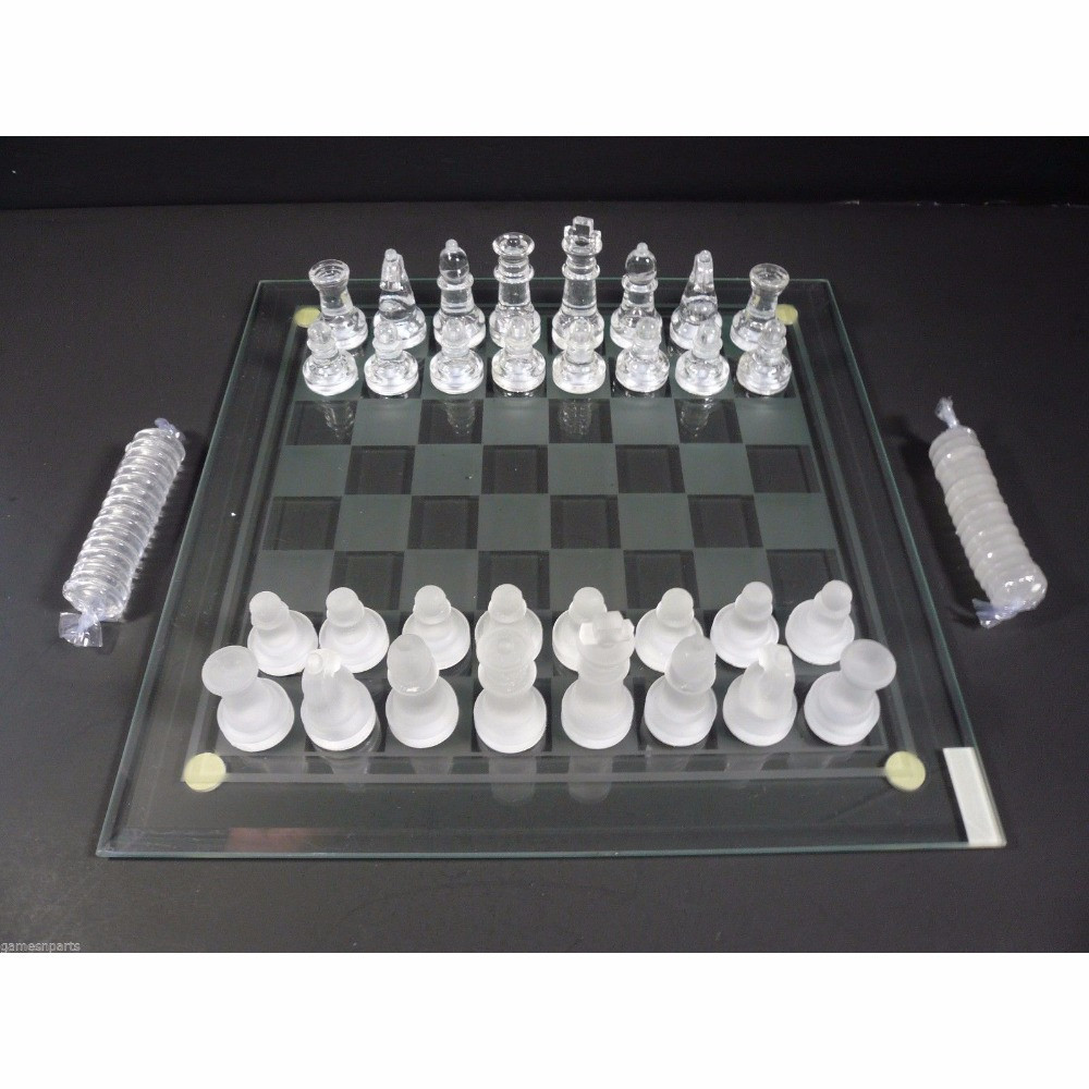 Buy New 2 In 1 Glass Chess & Checkers Family Board Game Set from Ningbo ...